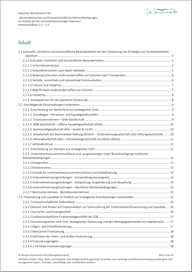 Zusammenfassung IHK Betriebswirt Handlungsfeld 2 Punkt 2.1 – 2.3